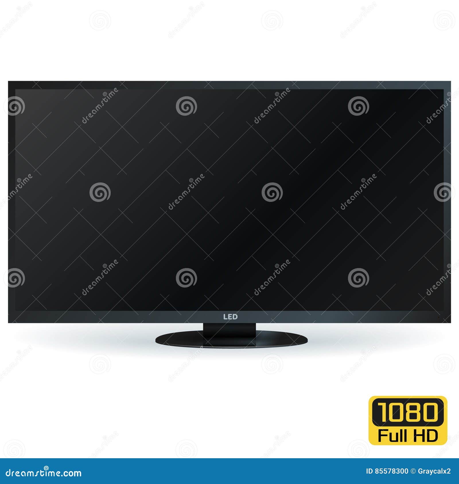 Blank LCD LED TV with Black Screen. Vector Illustration Stock Vector ...