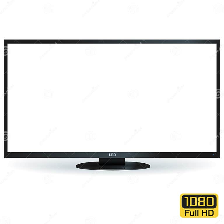 Blank LCD LED TV with White Screen. Vector Illustration Stock Vector ...