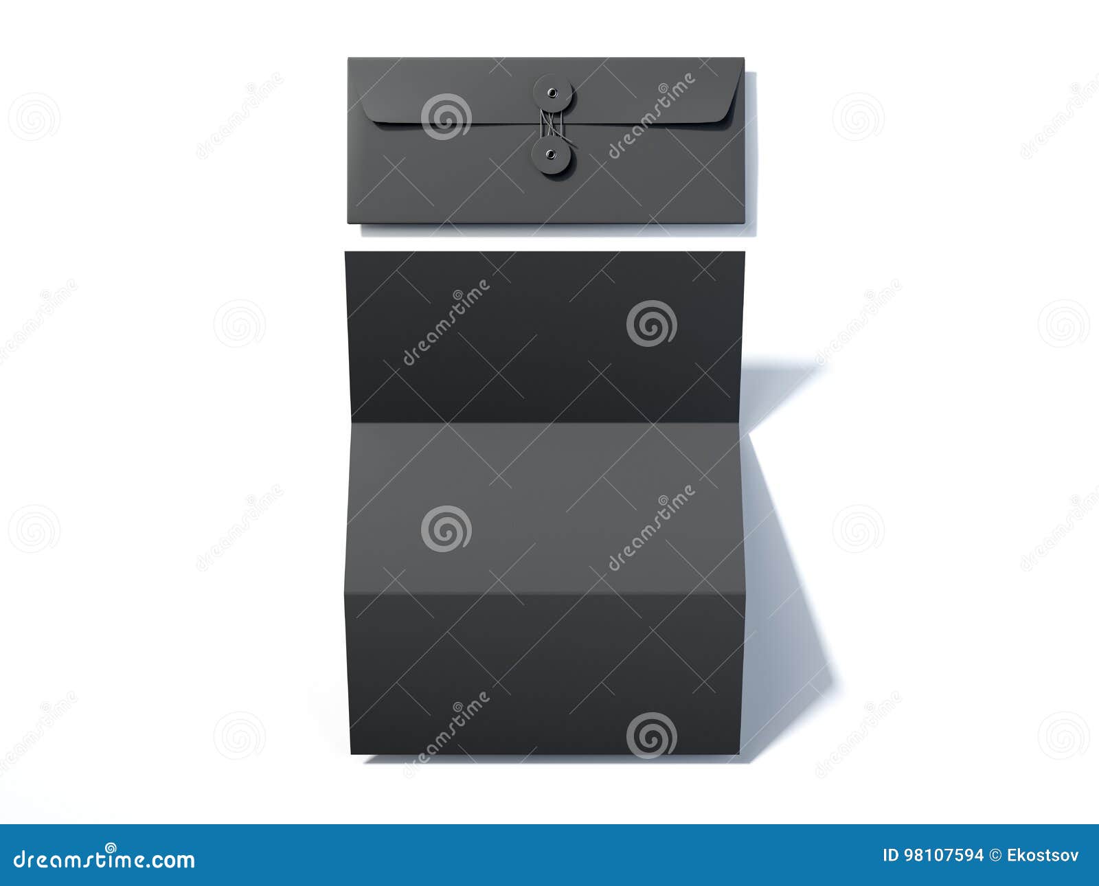 Blank Leaflet and Black Envelope. 3d Rendering Stock Illustration ...