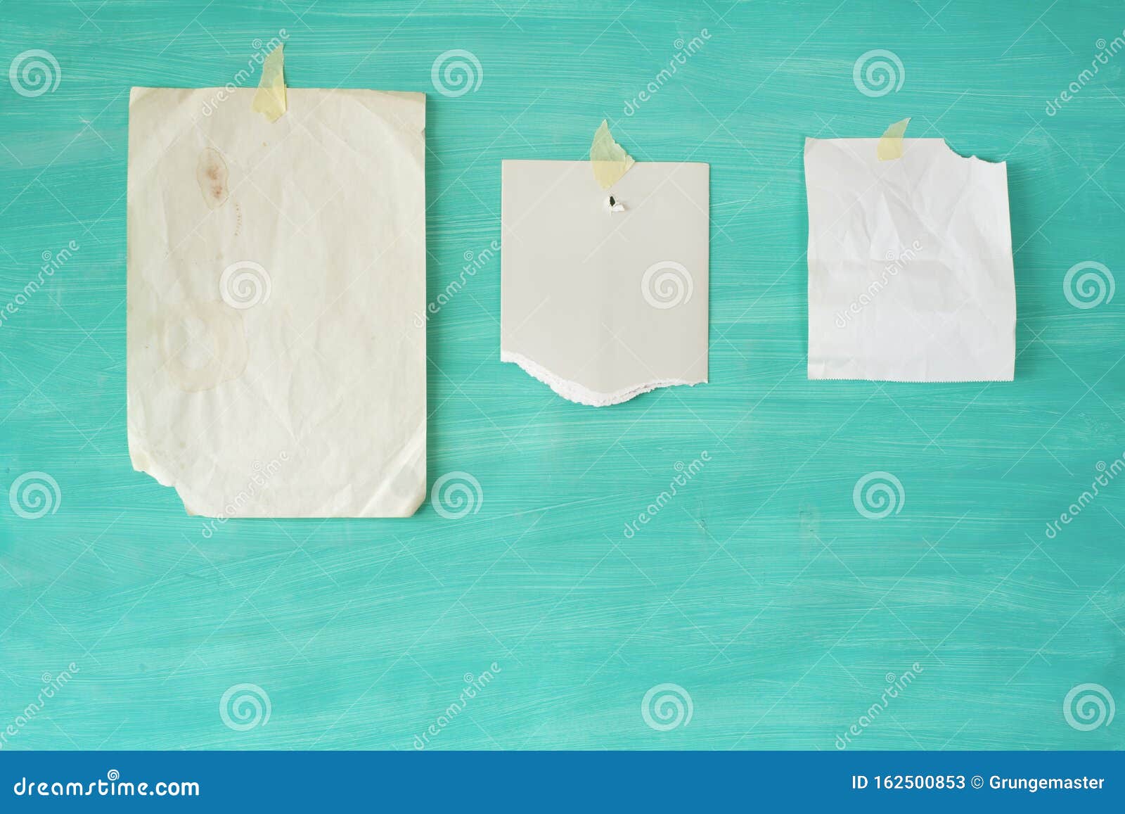 Torn Notes From Kraft Paper With Sticky Tape. Set Of Four Paper Sheets ...