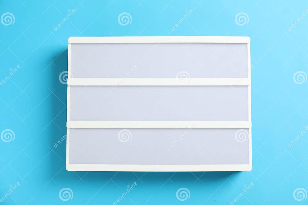 Blank Letter Board on Light Blue Background, Top View Stock Image ...