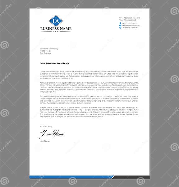 Blank Letterhead Template for Print with Initial AF and FA or Logo ...