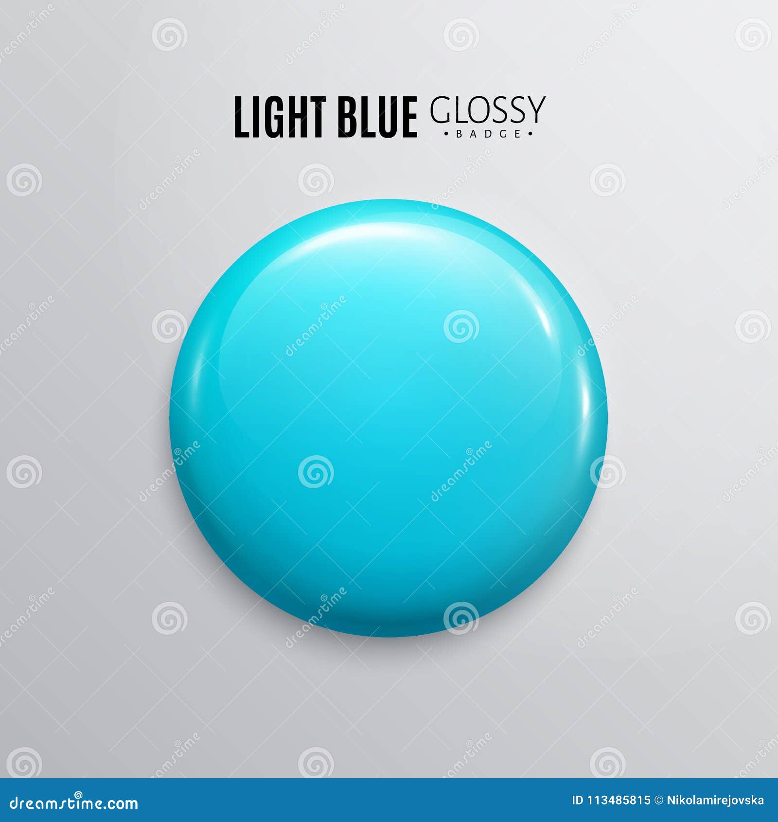 Blank Light Blue Glossy Badge or Button. 3d Render. Round Plastic Pin ...