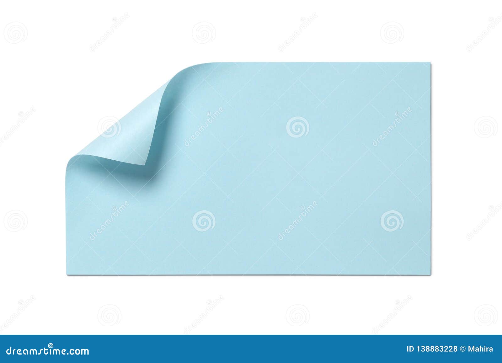Blank Light Blue Note Paper Isolated Stock Photo - Image of notepad ...