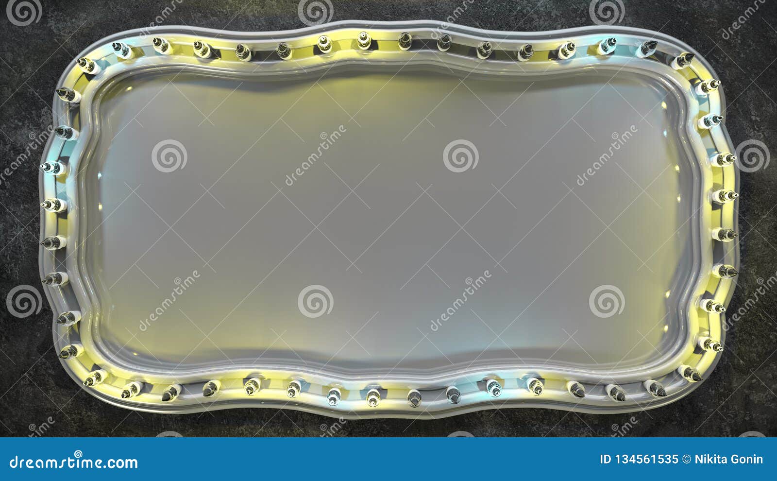 Blank Light Board with Shiny Lightbulbs 3D Render Illustration Stock ...