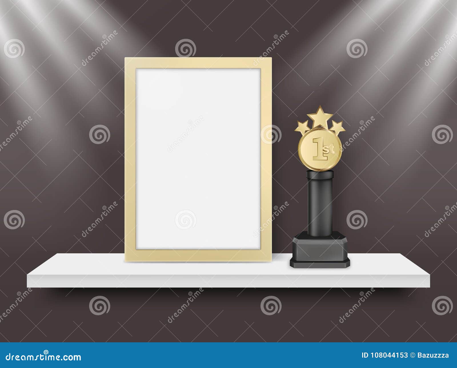 Blank Light Frame And Metal Award Trophy Vector Realistic Illustration ...