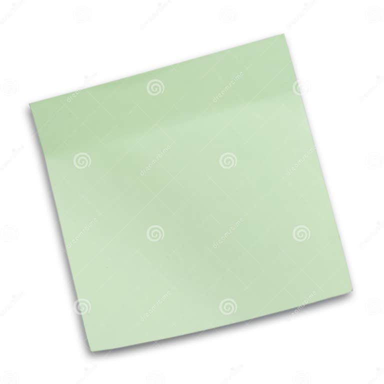 Blank Light Green Sticky Note on White Background, Top View Stock Image ...