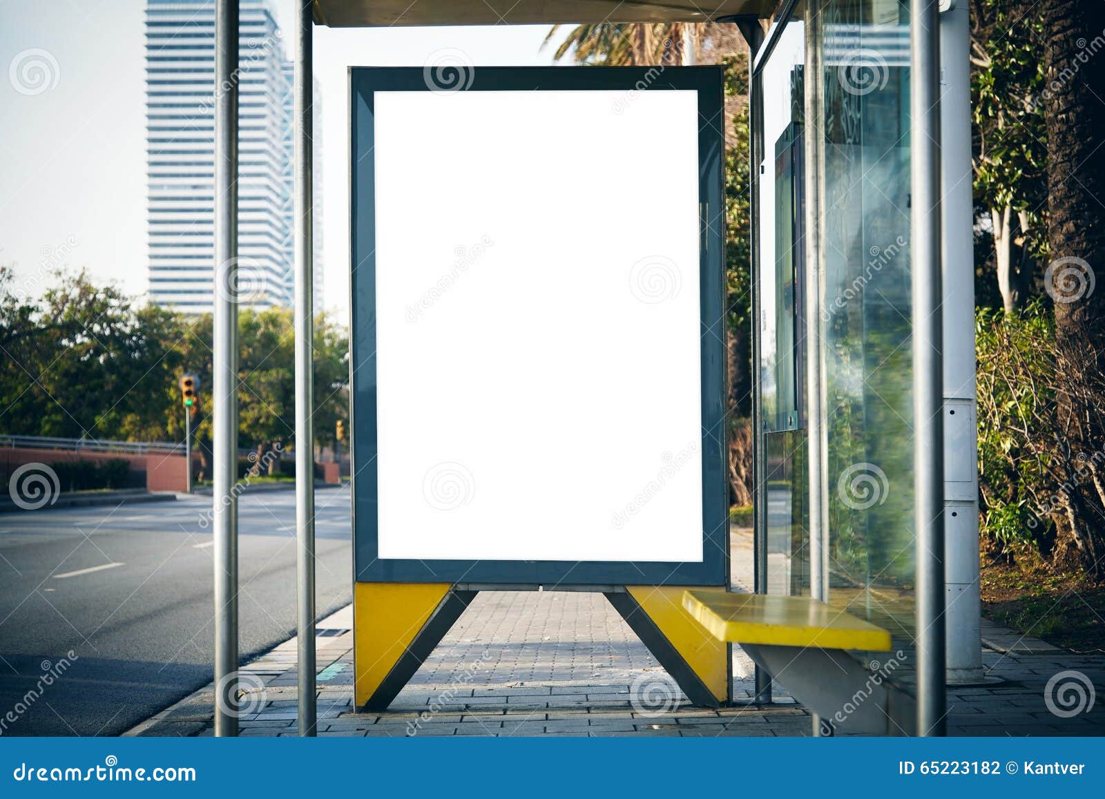 Blank Lightbox on the Bus Stop. Horizontal Mockup Stock Photo - Image ...