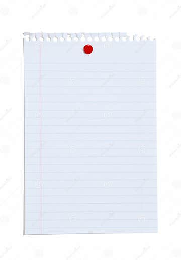 Blank Lined Notebook Paper with Thumb Tack Stock Image - Image of ...