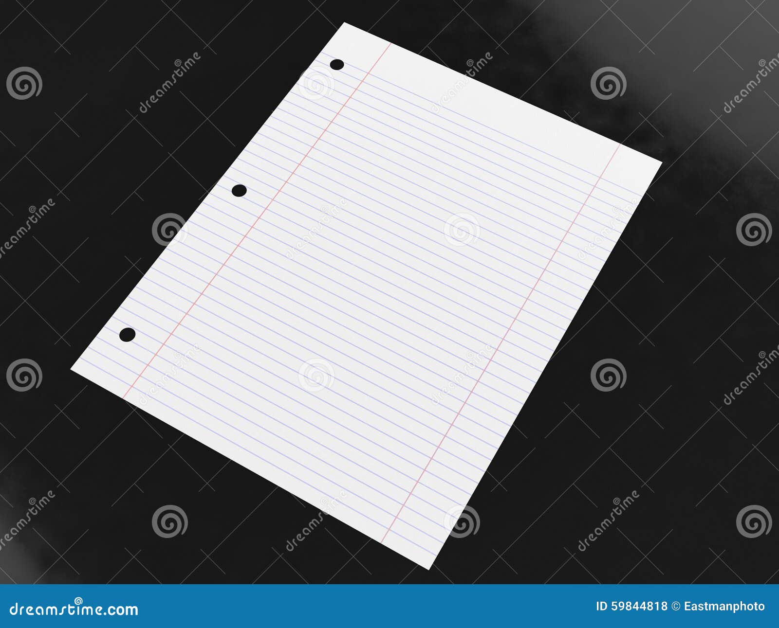Blank Lined Paper on a Glossy Surface Stock Photo - Image of angle ...
