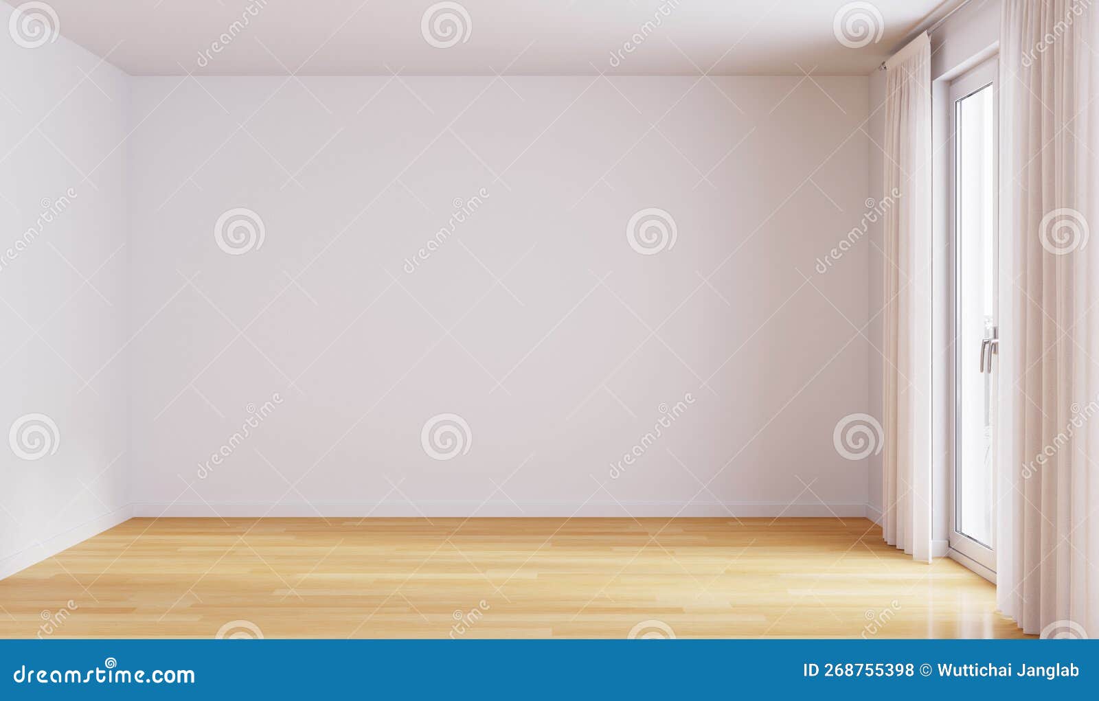 Blank Living Room Interior with Copy Space, 3D Rendering Stock ...