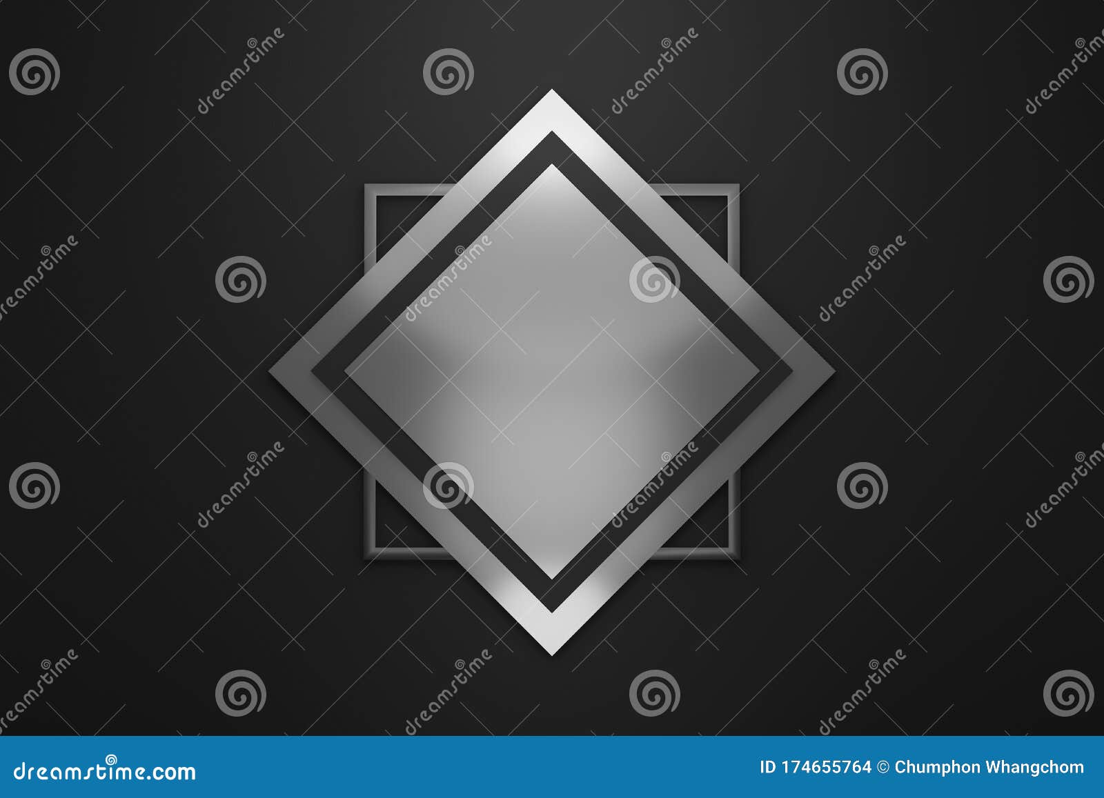Blank Logo Frame with Modern Style on Black Background. Empty Silver ...