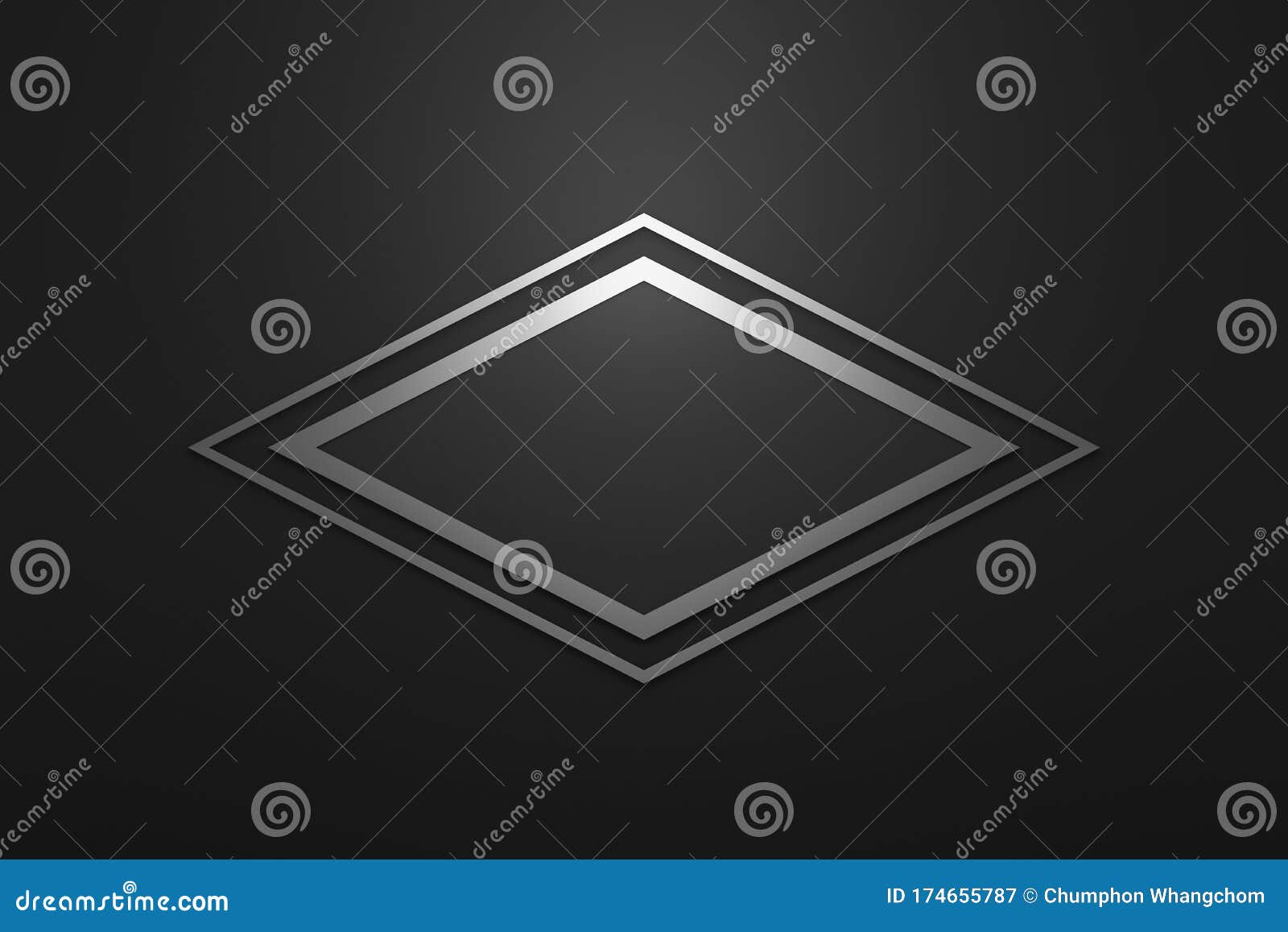 Blank Logo Frame with Modern Style on Black Background. Empty Silver ...