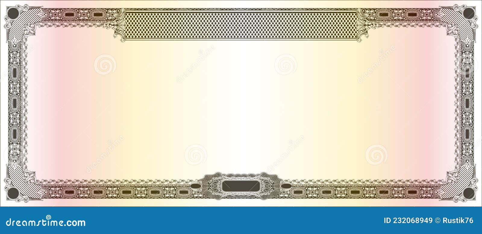 Blank for Making Banknotes. with a Gradient Fill and Free Space Stock ...