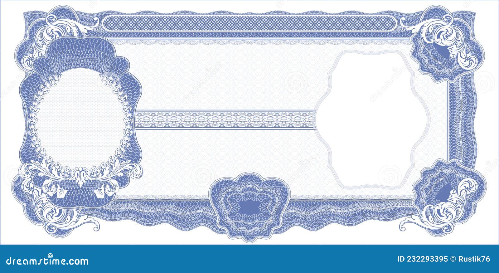 Blank for Making Banknotes with a Side Portrait Blue Stock Illustration ...
