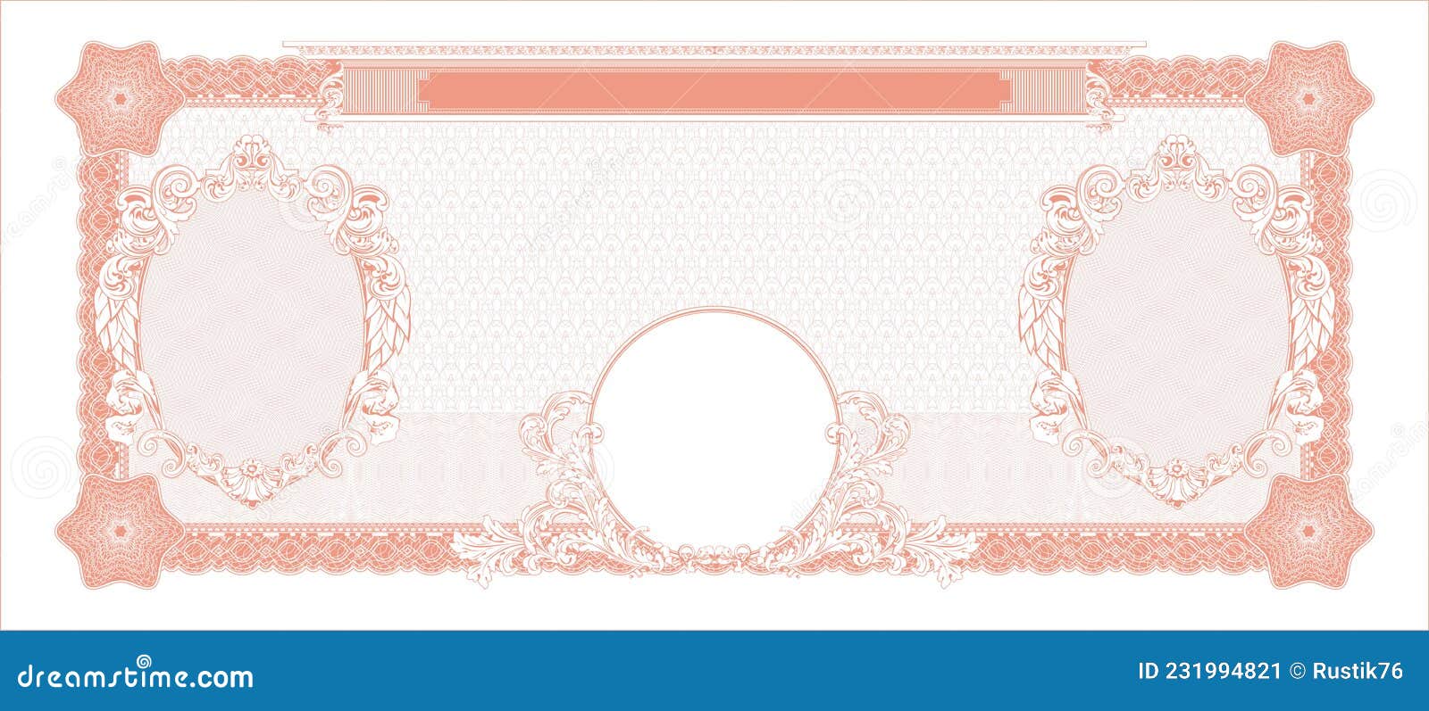 Blank for Making Banknotes with Space for Two Portraits Red Stock ...