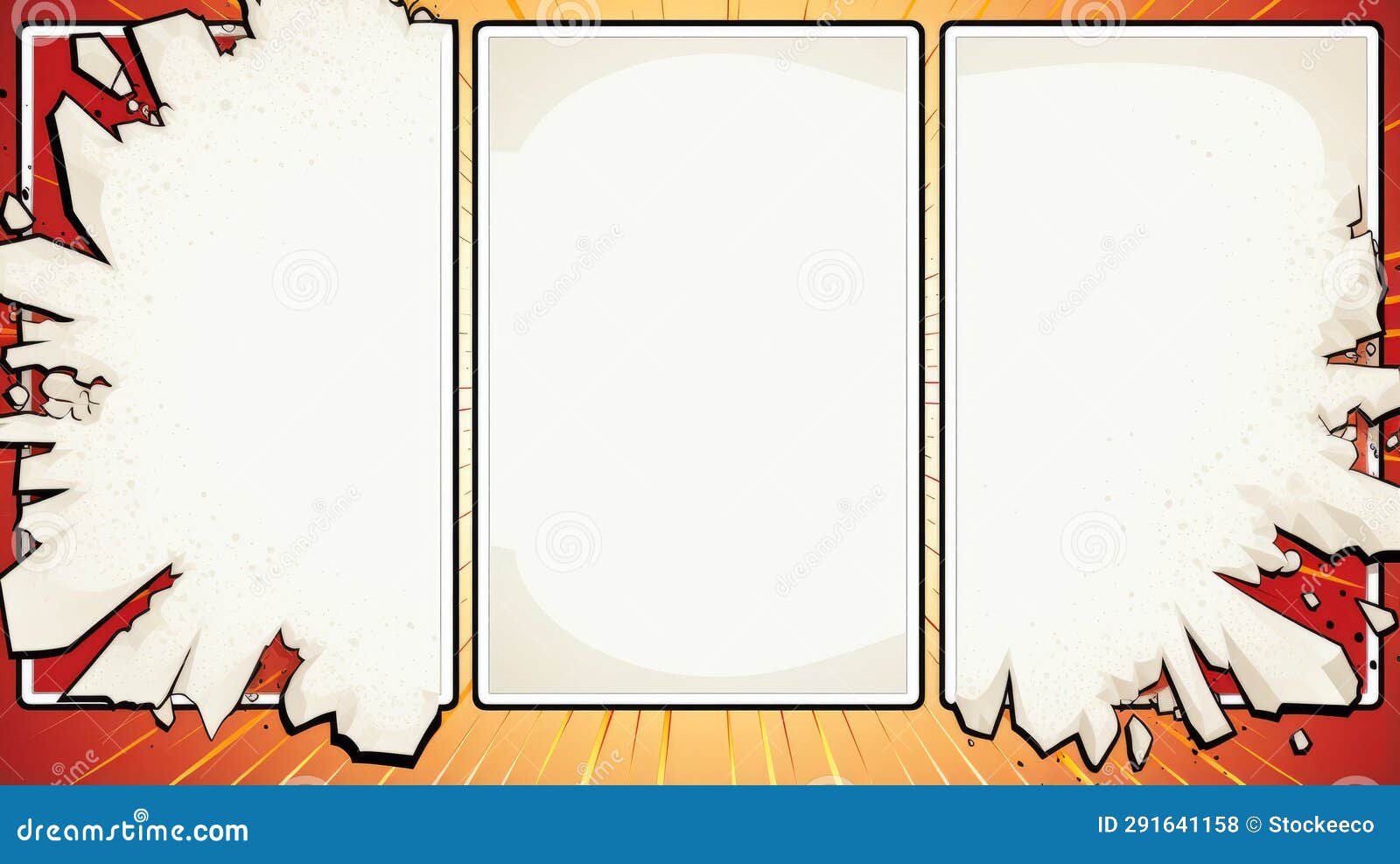 Blank Manga Comic Book Page Design with Speed Lines and Speech Bubbles ...