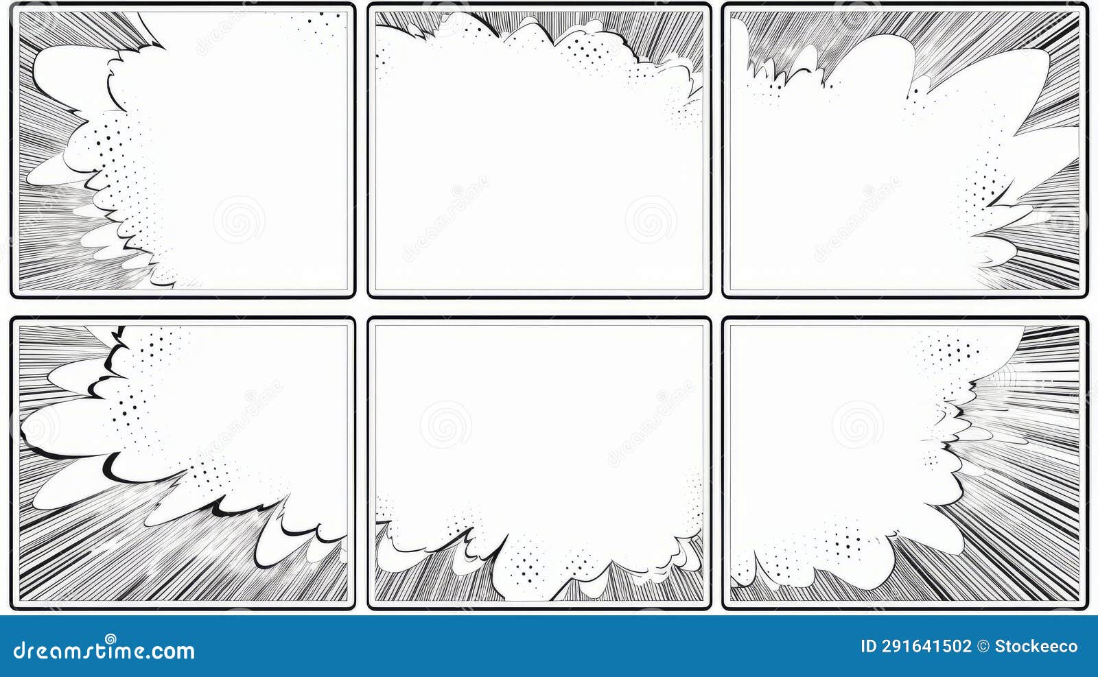 Blank Manga Comic Panel Template with Hyperbolic Expression Stock ...