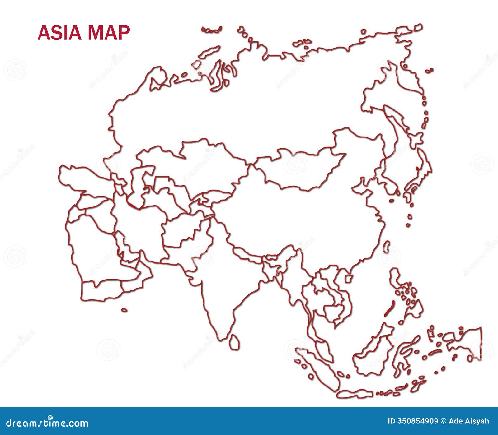 Blank Map Of Asia Printable Outline Map Of Asia Cartoon Vector ...