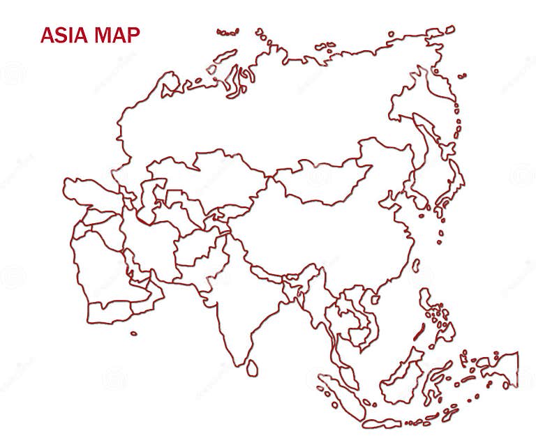 Blank Map of Asia Printable Outline Map of Asia Stock Vector ...