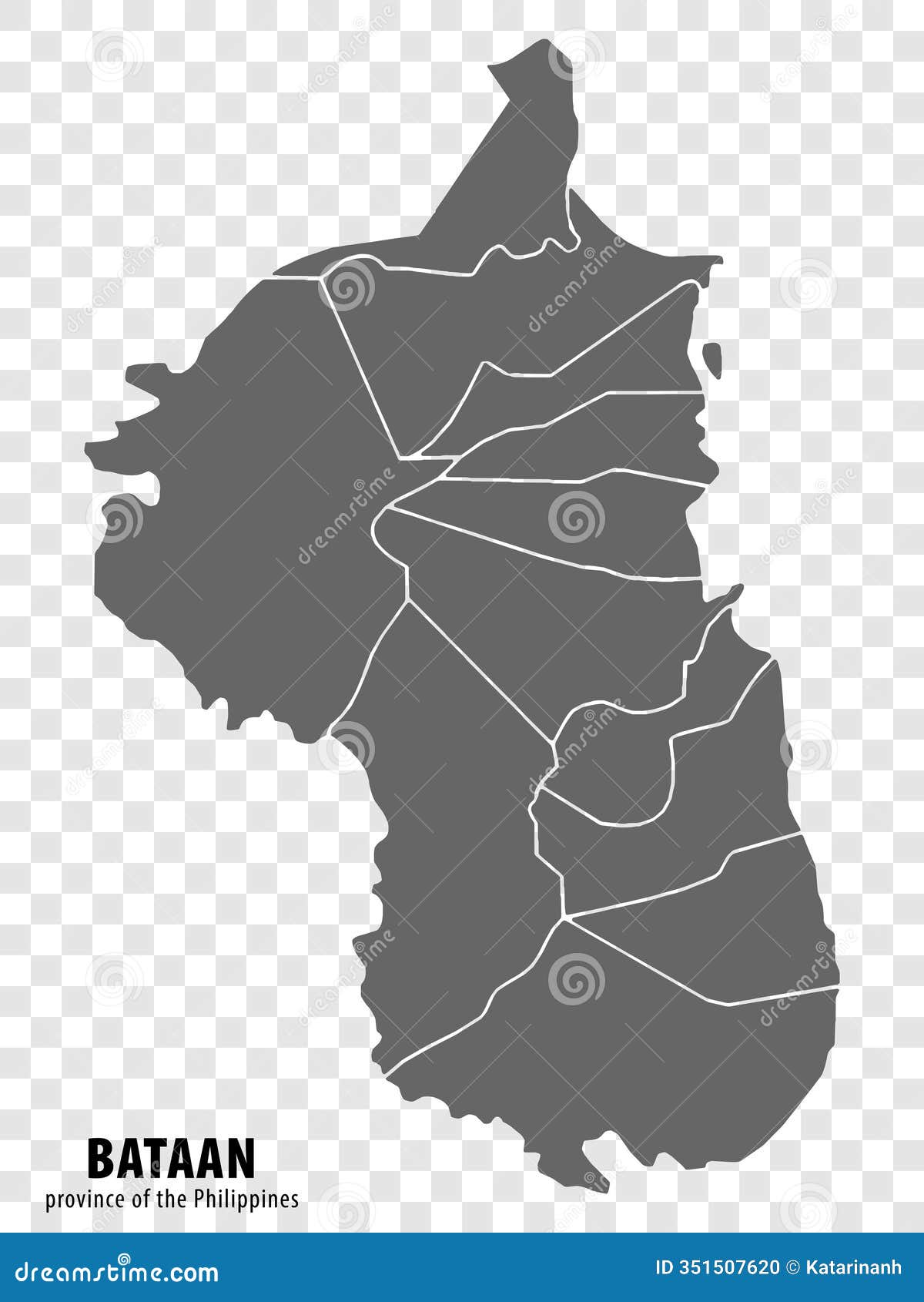 Blank Map Bataan of Philippines. High Quality Map Province of Bataan with Districts on ...