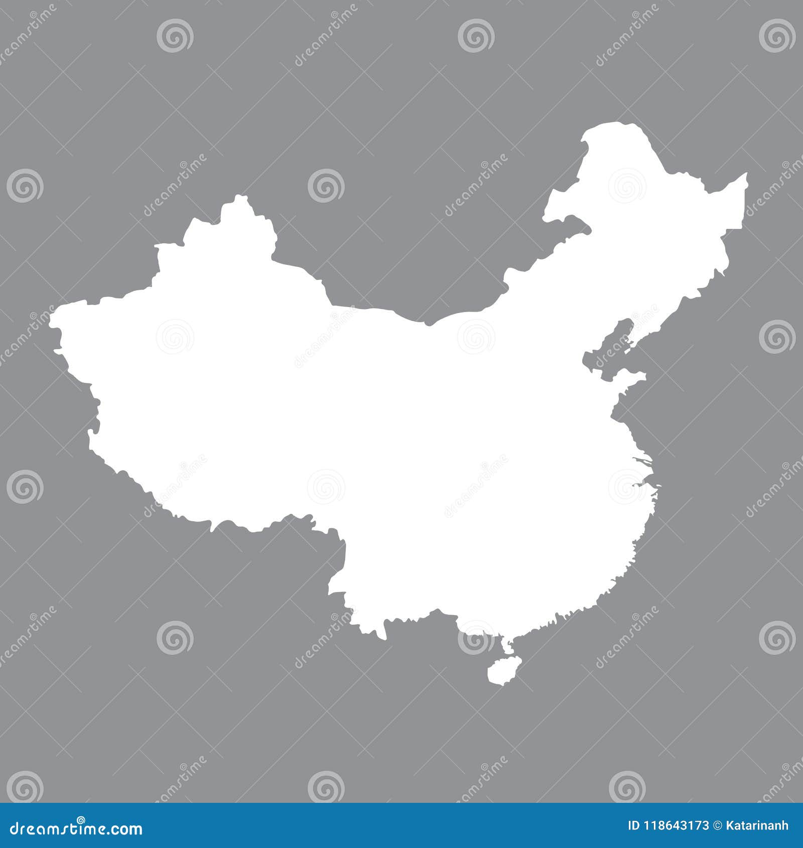 Blank Map China. High Quality Map of China on Gray Background. Stock ...