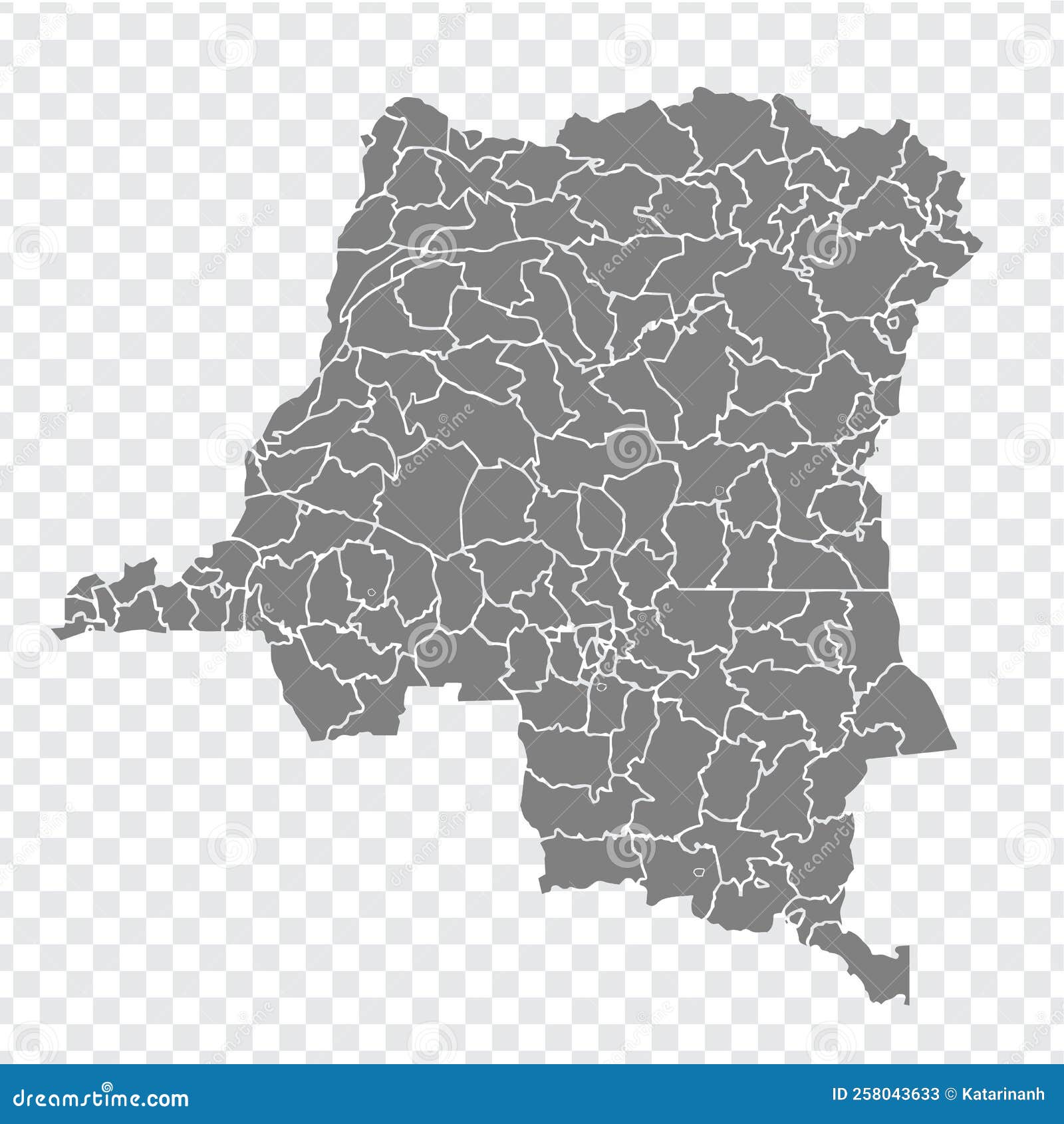 Blank Map Democratic Republic of the Congo. Districts of DR Congo Map ...