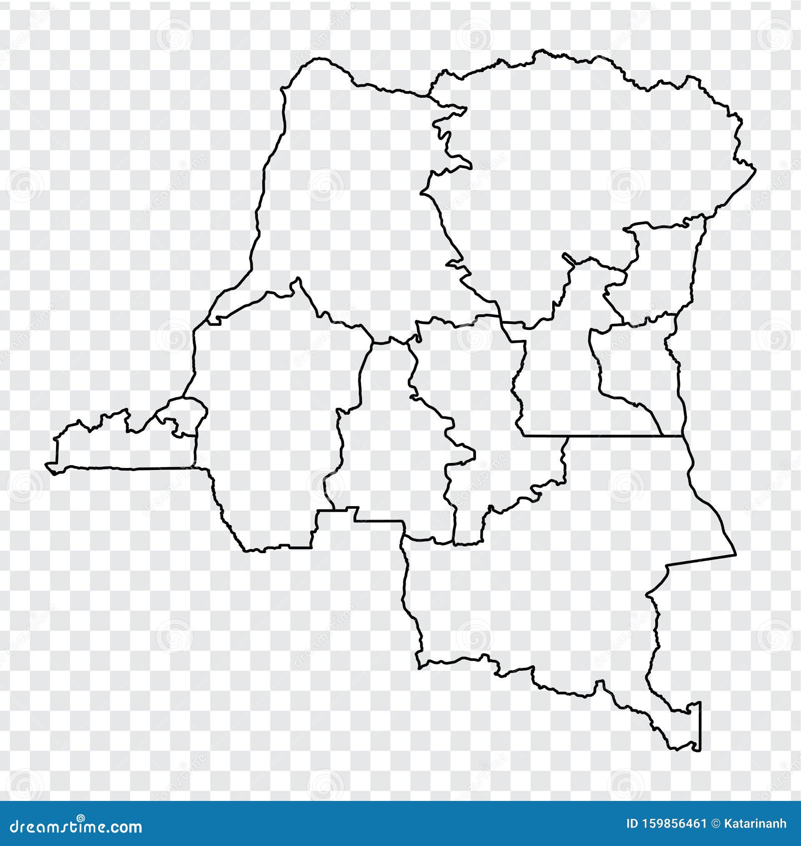 Blank Map Democratic Republic Of The Congo. Districts Of DR Congo Map ...