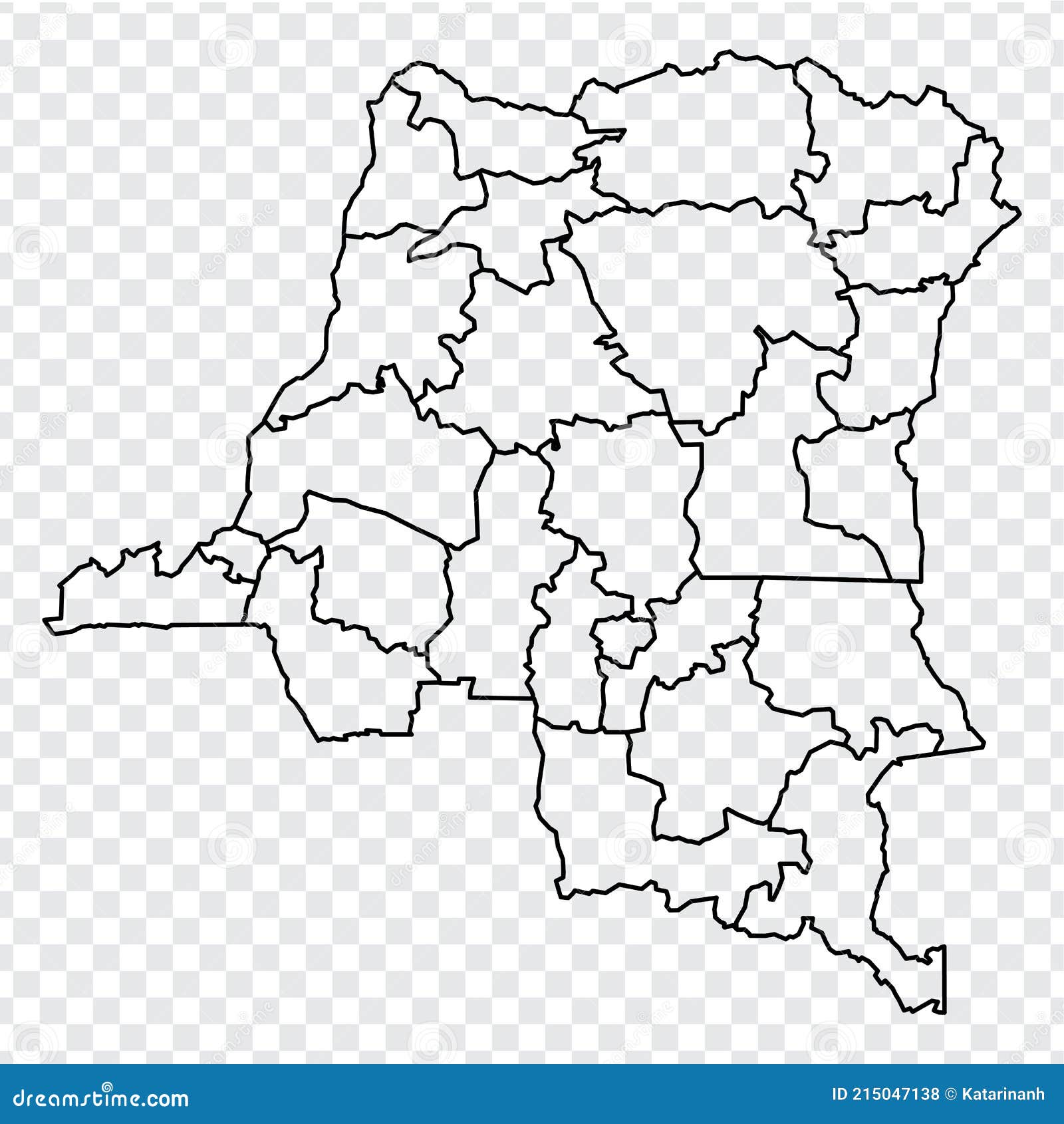 Blank Map Democratic Republic Of The Congo. Districts Of DR Congo Map ...