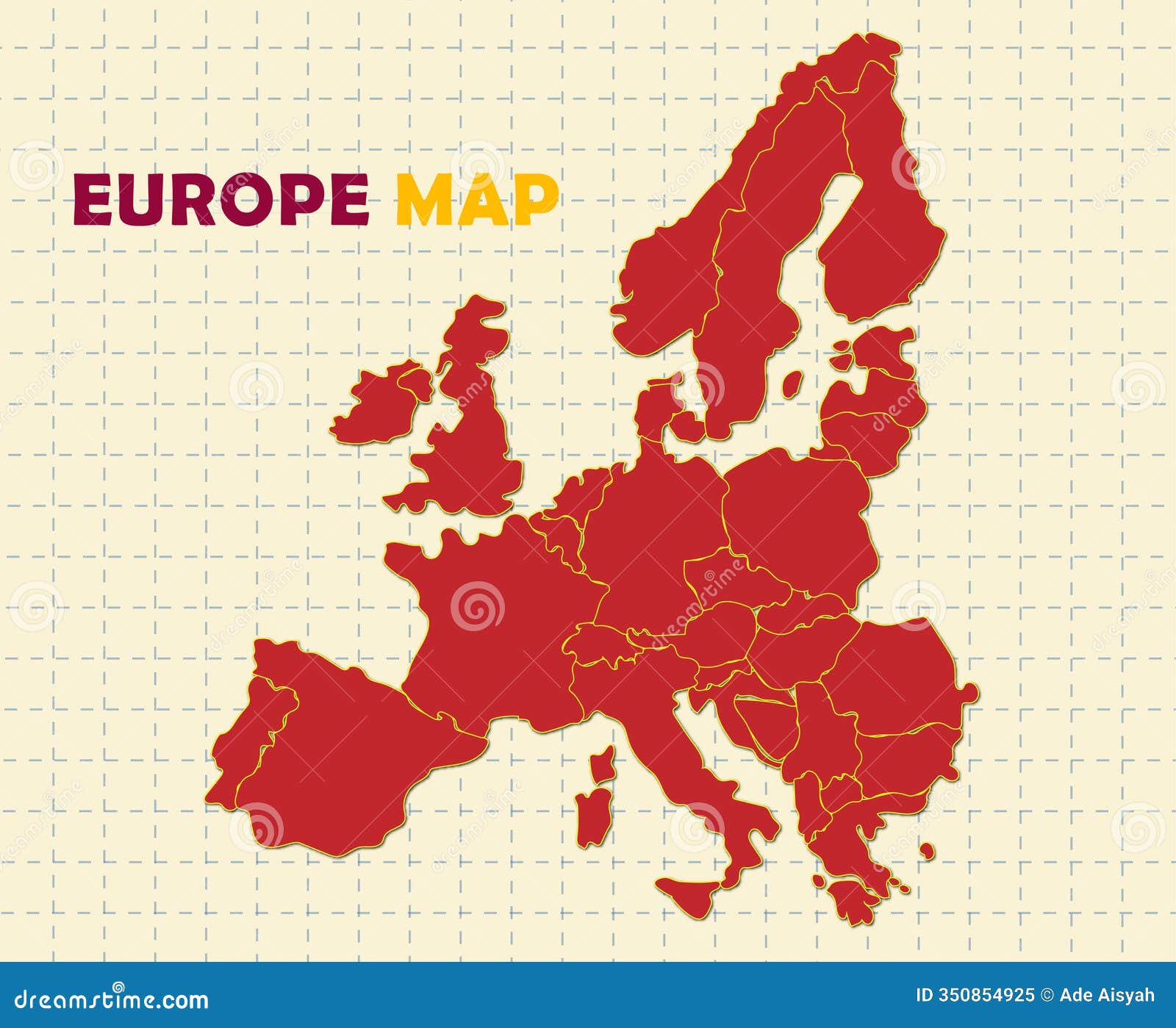 Blank Map of Europe Printable Yellow Color Map of Europe Stock Vector ...