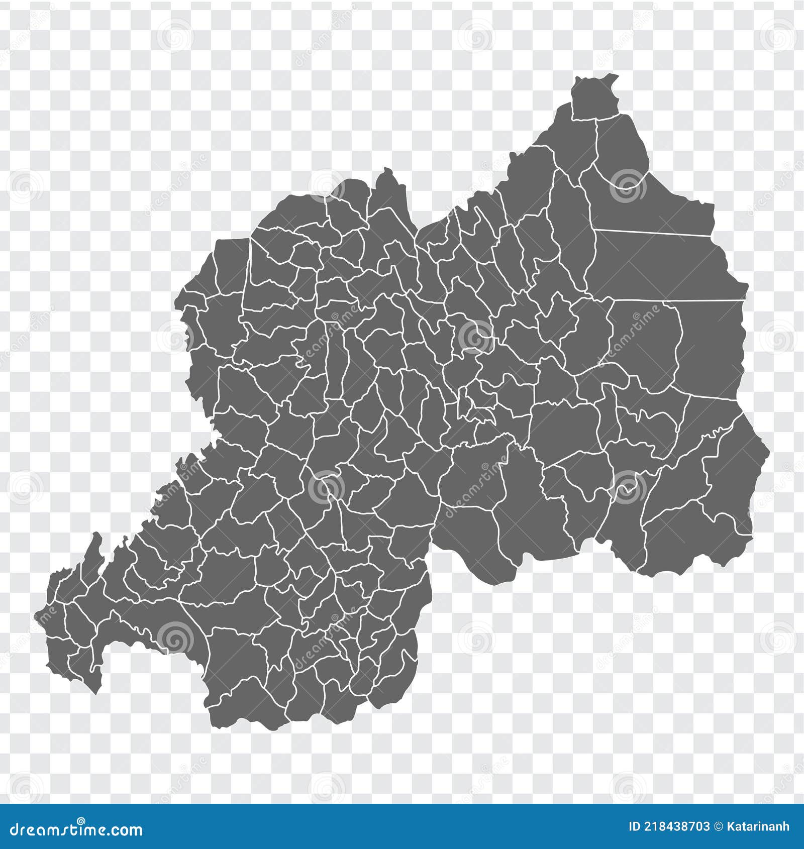 Blank Map of Rwanda. Districts of Rwanda Map Stock Vector - Illustration of detailed, line ...