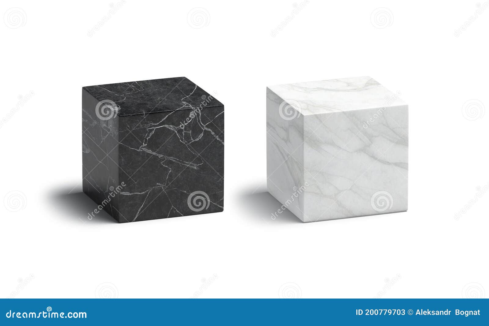 Blank Marble Black and White Cube Mockup Set Stock Illustration ...