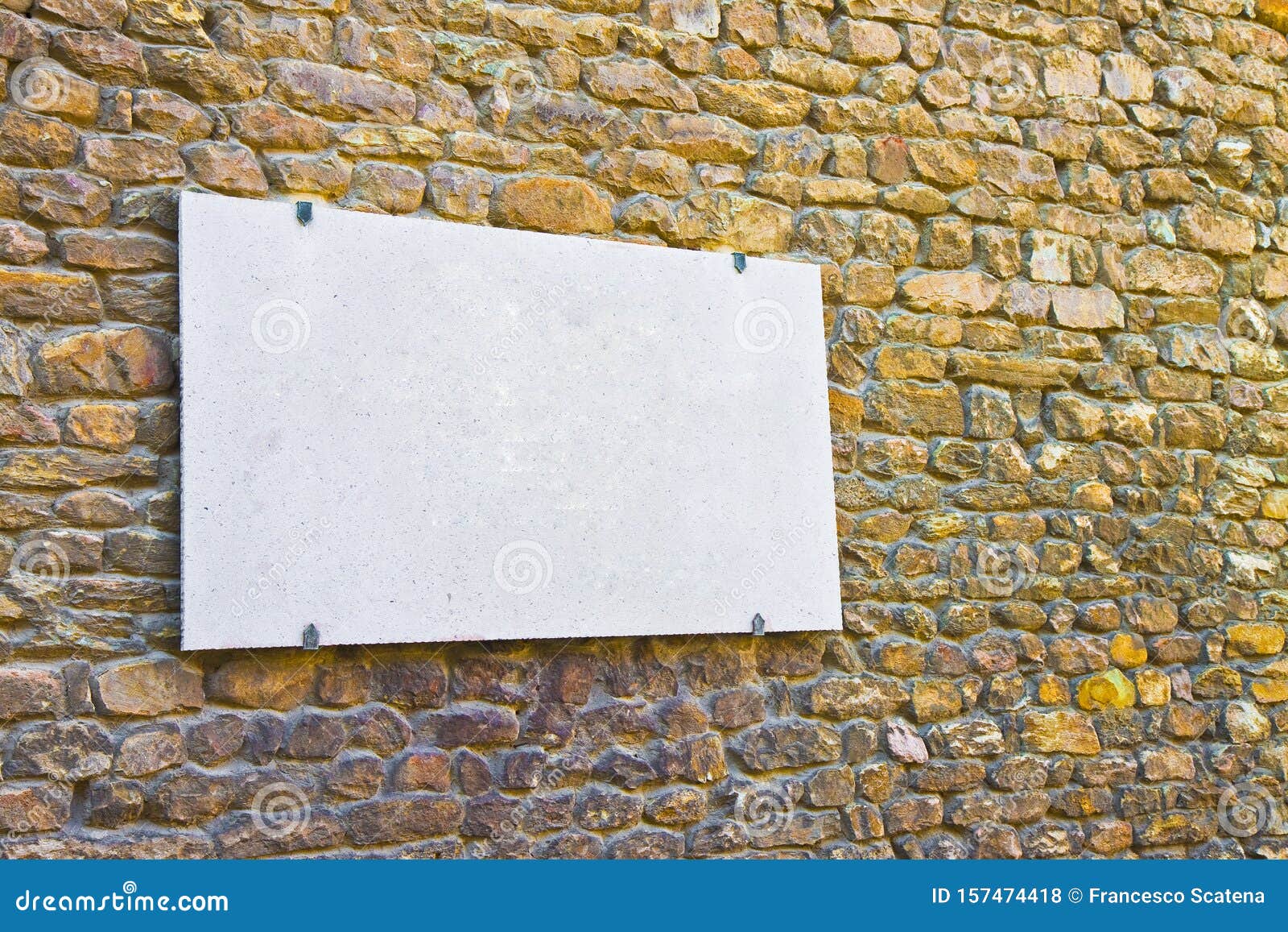 Blank Marble Plaque on Stone Wall - Image with Copy Space Stock Photo ...