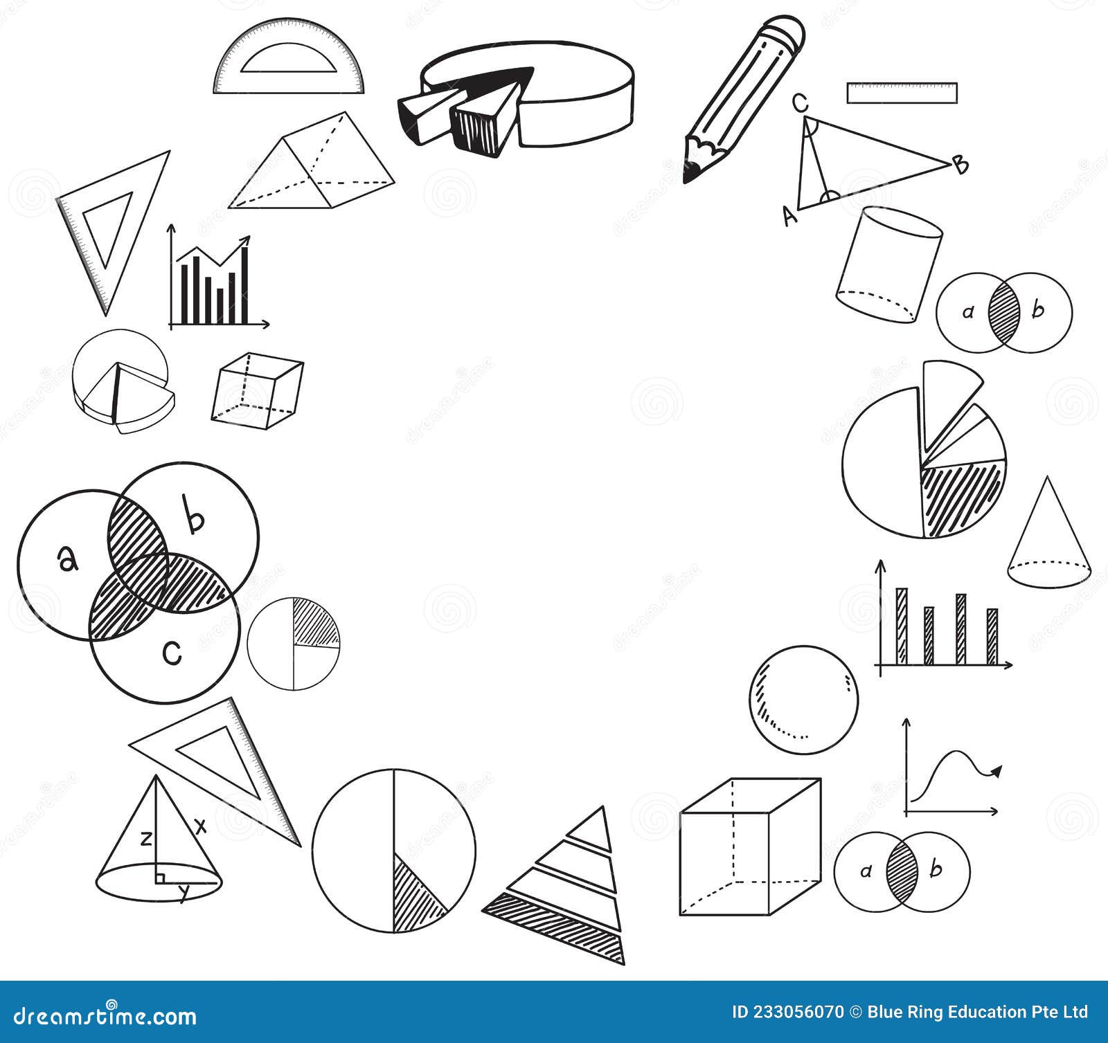 Blank Math Template with Math Tools and Elements Stock Vector ...