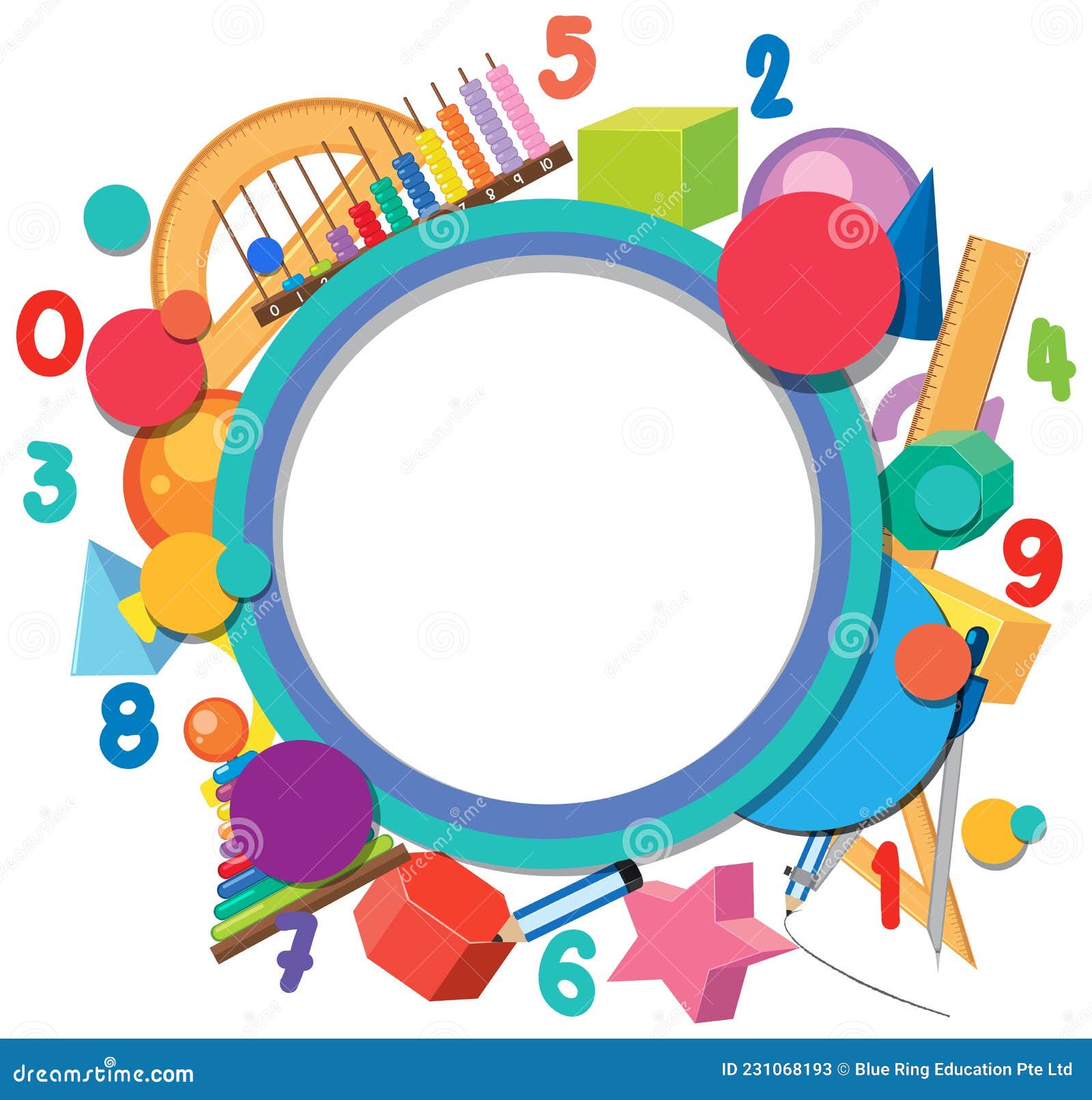 Blank Math Template with Math Tools and Elements Stock Vector ...