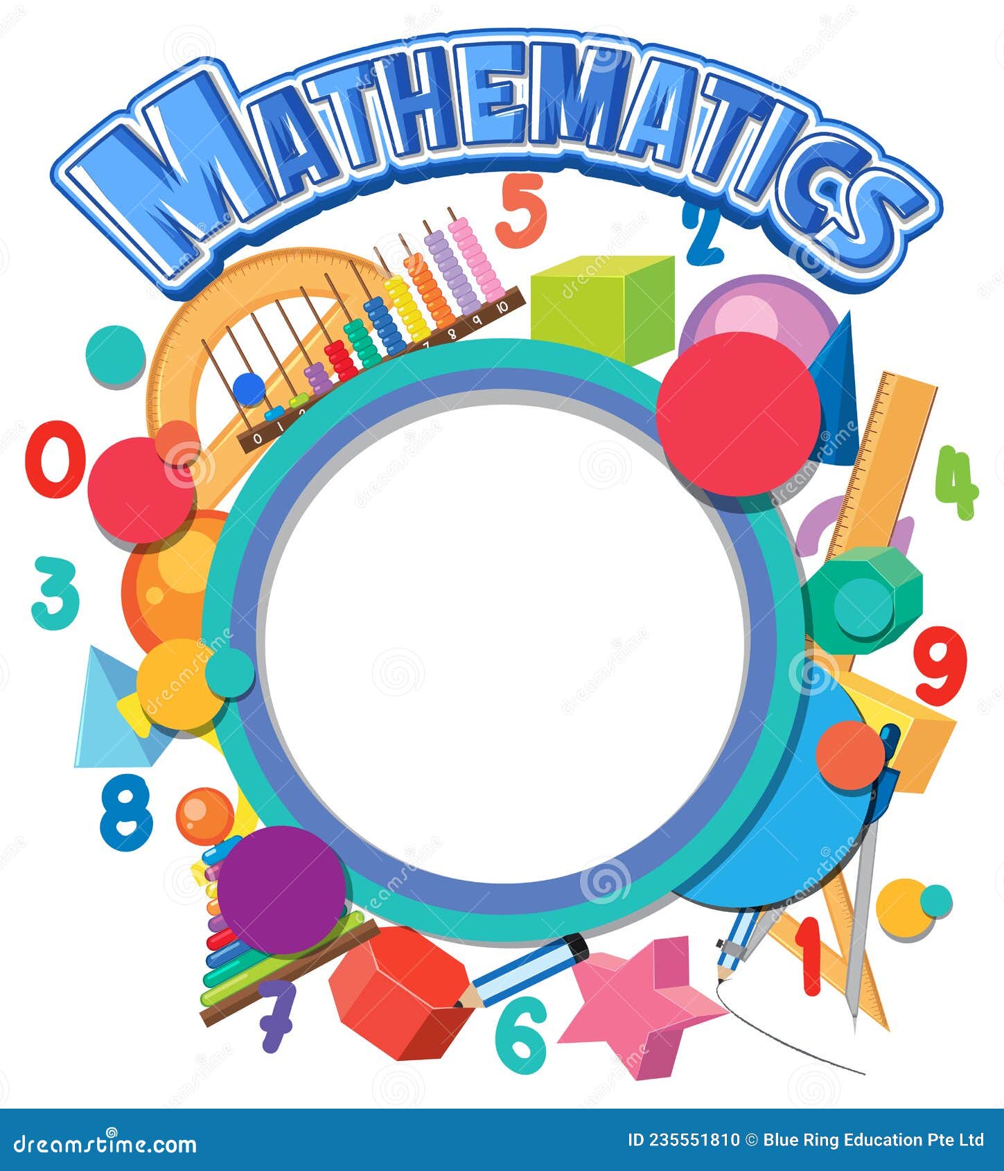 Blank Math Template with Math Tools and Elements Stock Vector ...