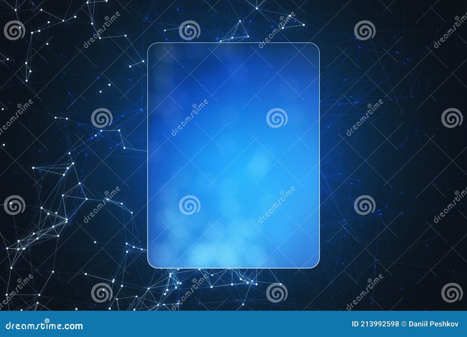 Blank Matt Rectangular Screen with Rounded Corners on Abstract Dark ...