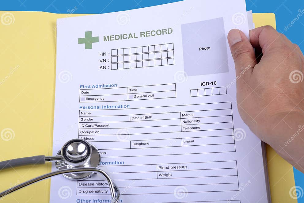 Blank medical record form. stock photo. Image of doctor - 40563164