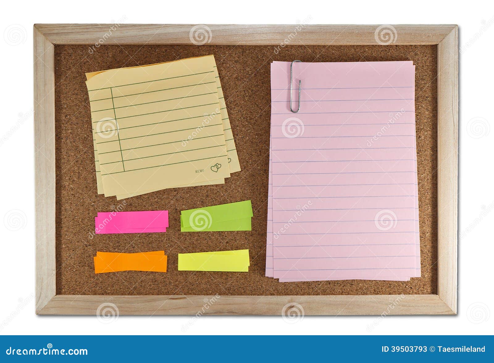 Blank Memo Notes on Cork Board Stock Image - Image of notebook, color ...