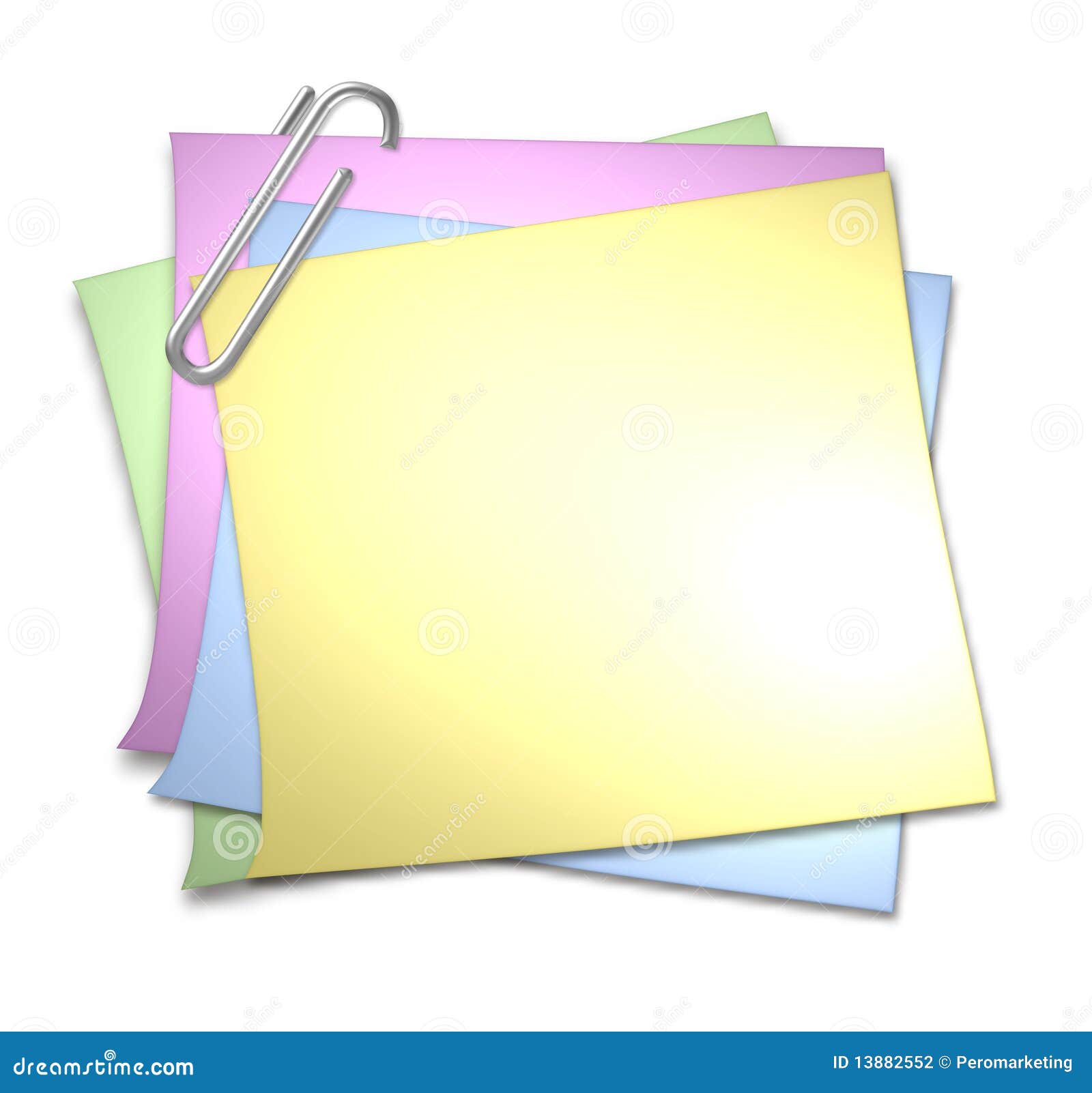 Blank Memo with Paper Clip stock illustration. Illustration of board ...
