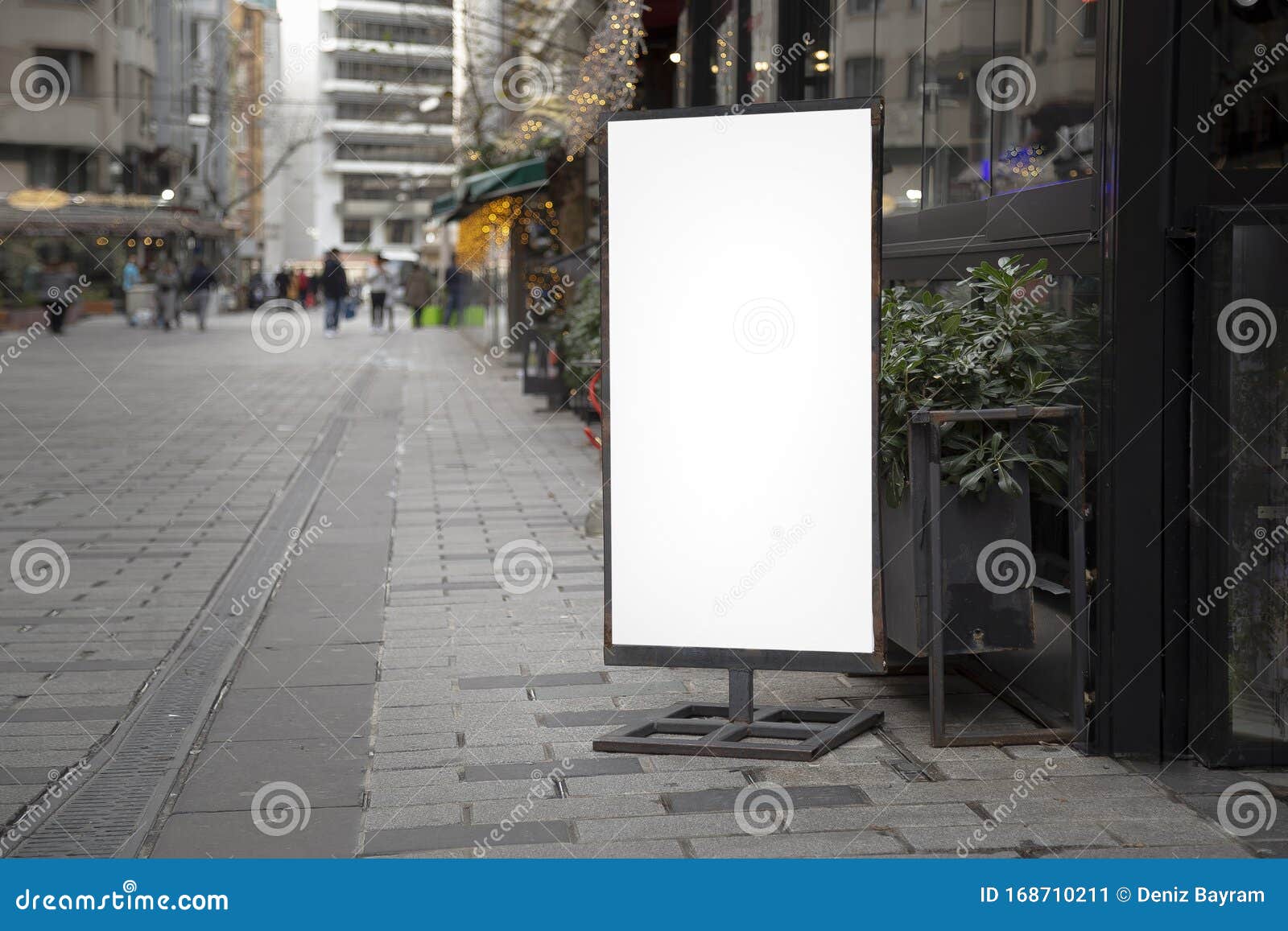 Blank Billboard in Front of Cafe Stock Image - Image of night, board ...