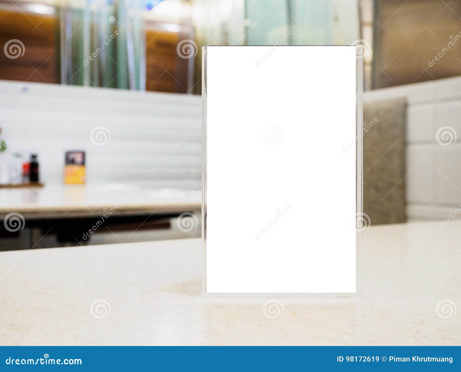 Blank Menu Frame on Table in Cafe Restaurant Stock Image - Image of ...