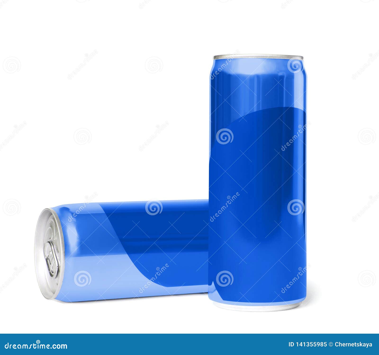 Blank Metal Blue Cans on White Background. Stock Image - Image of blank ...