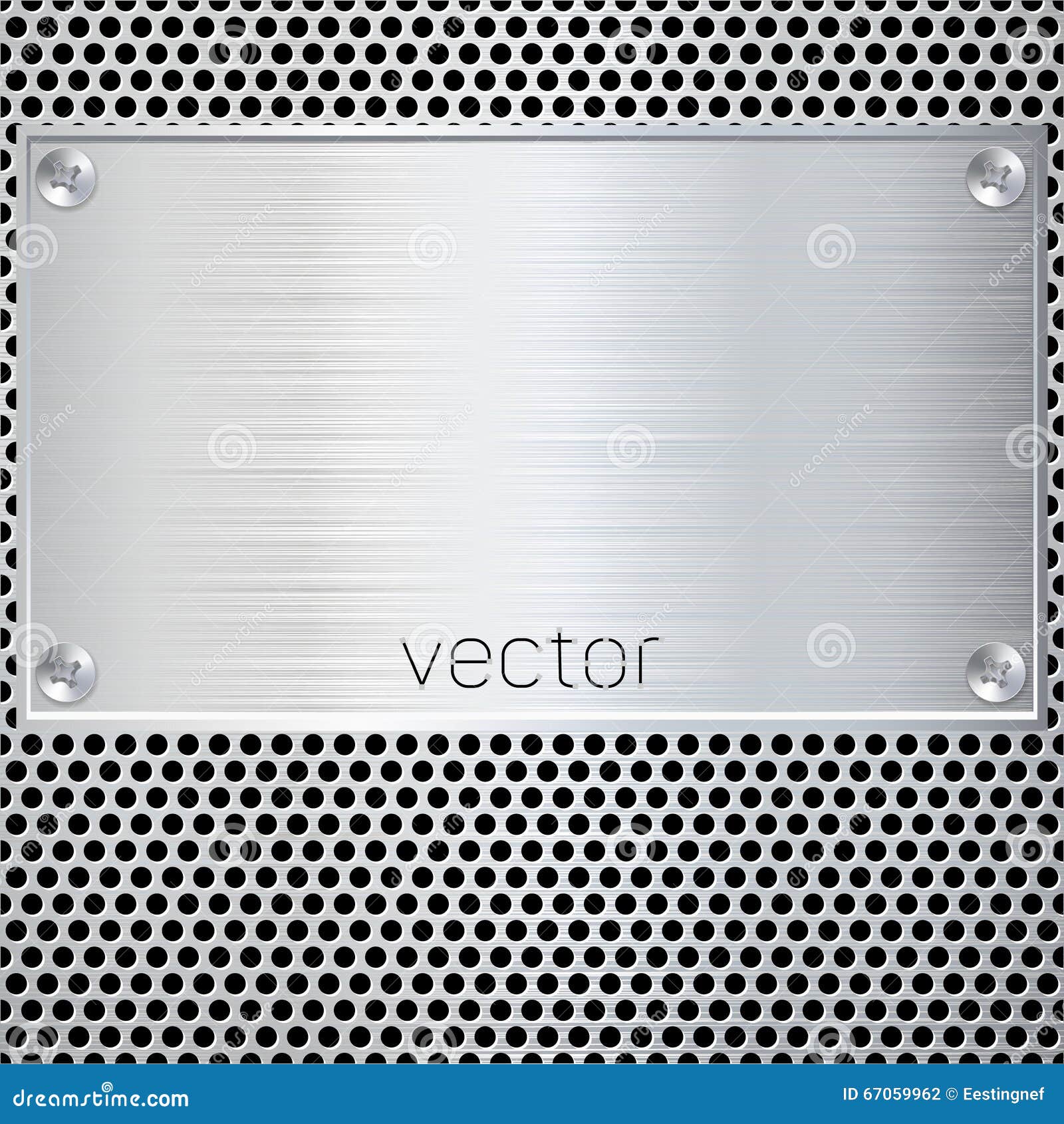 Blank metal plate. stock vector. Illustration of gray - 67059962