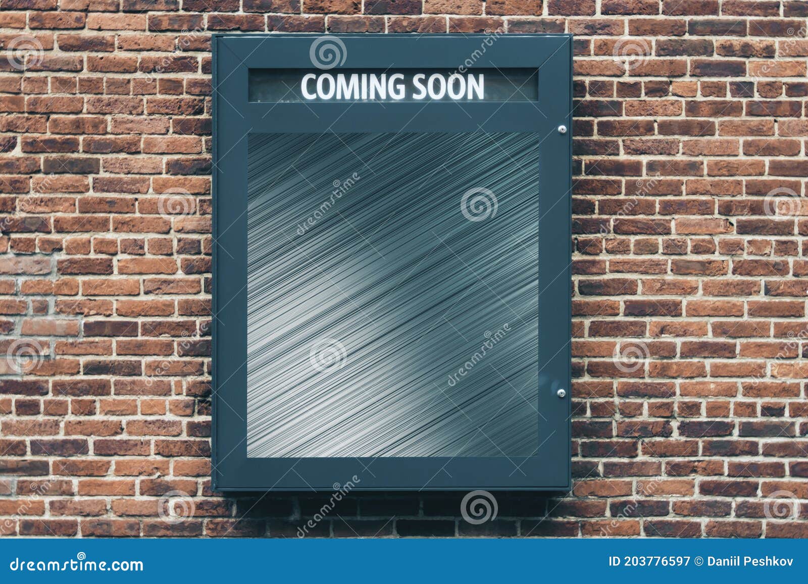 Blank Metal Sign Board with Coming Soon Text on Brick Wall. Stock Image ...