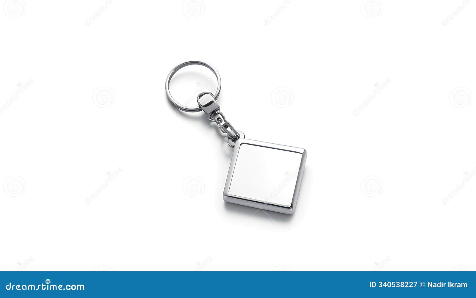 Blank Metal Square White Key Chain Mock Up Side View, 3d Rendering ...