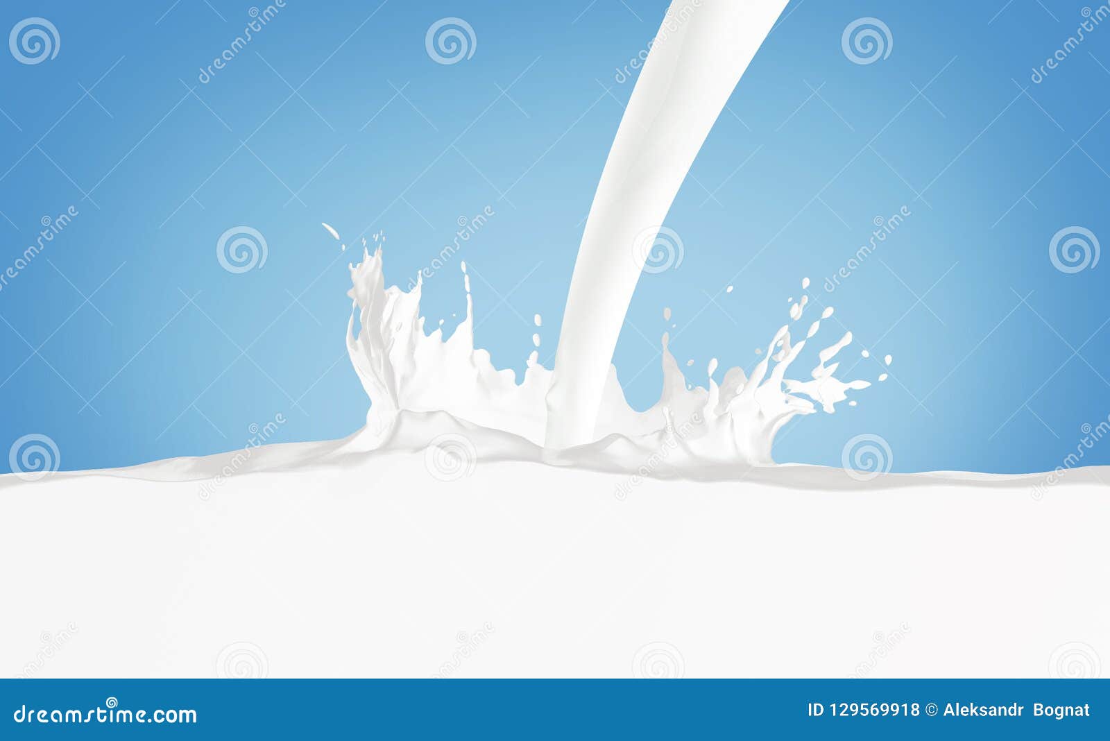 Blank Milk Splash in Motion Mock Up, on Blue Background Stock ...