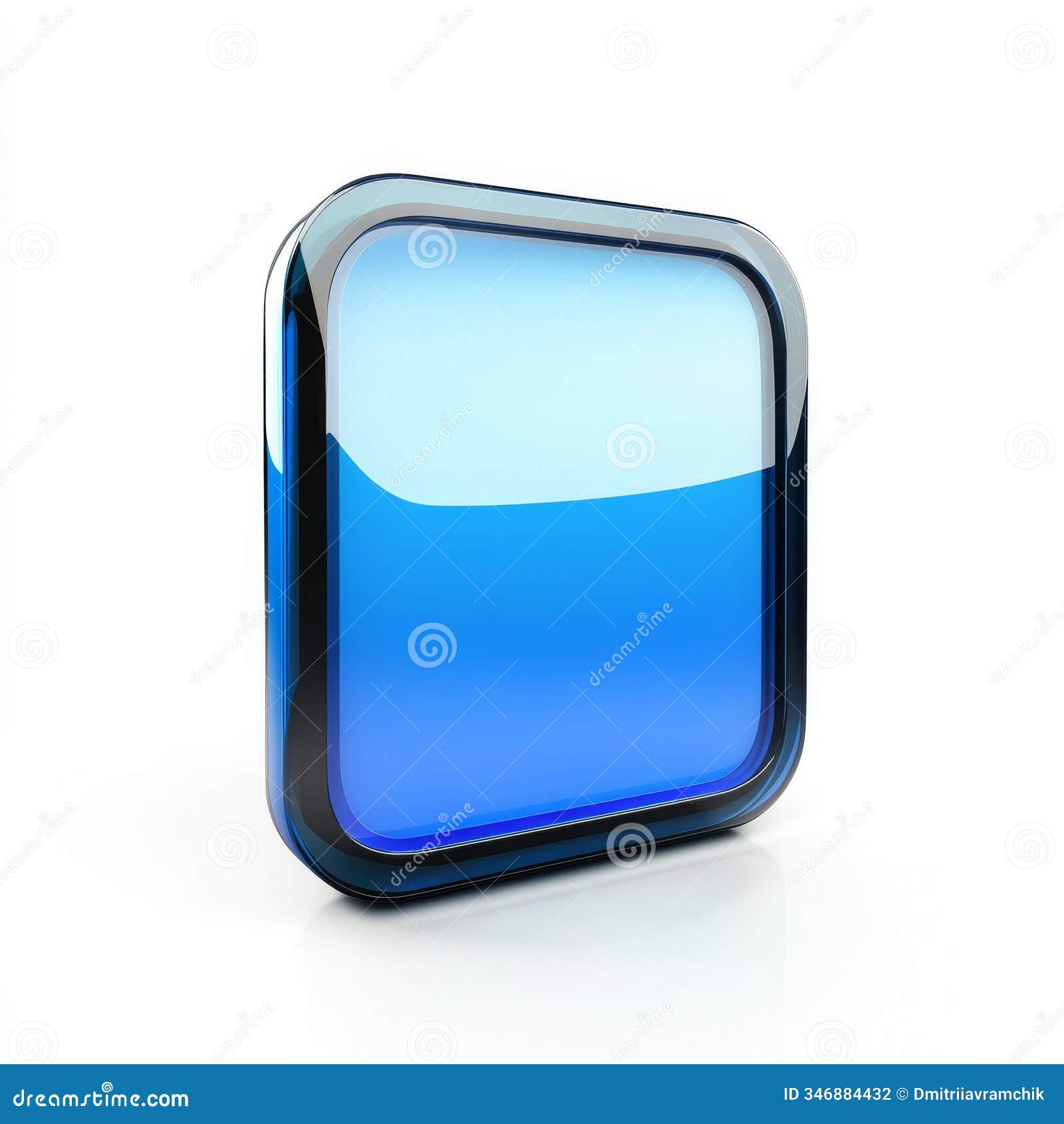 A Blank Mobile Application Icon and Button - Blue Square with Round ...
