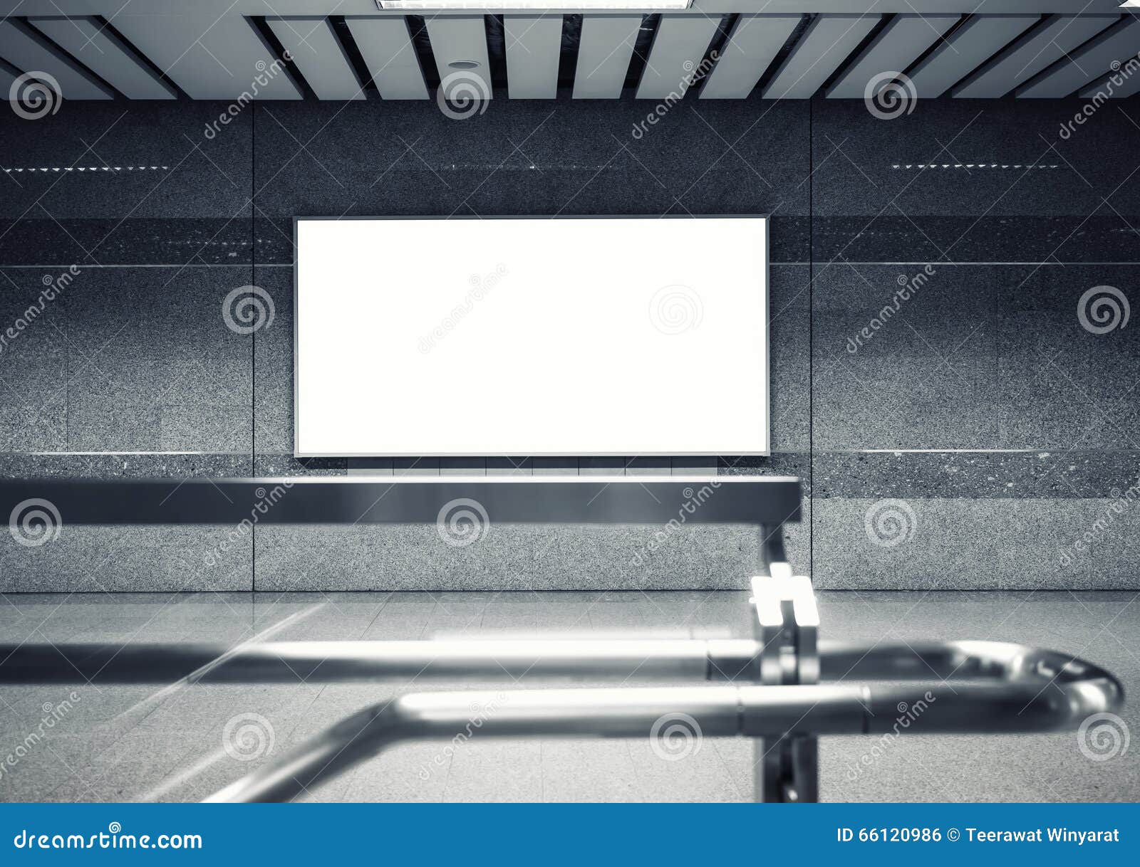 Blank Mock Up Billboard Banner Light Box in Subway Station Stock Photo ...