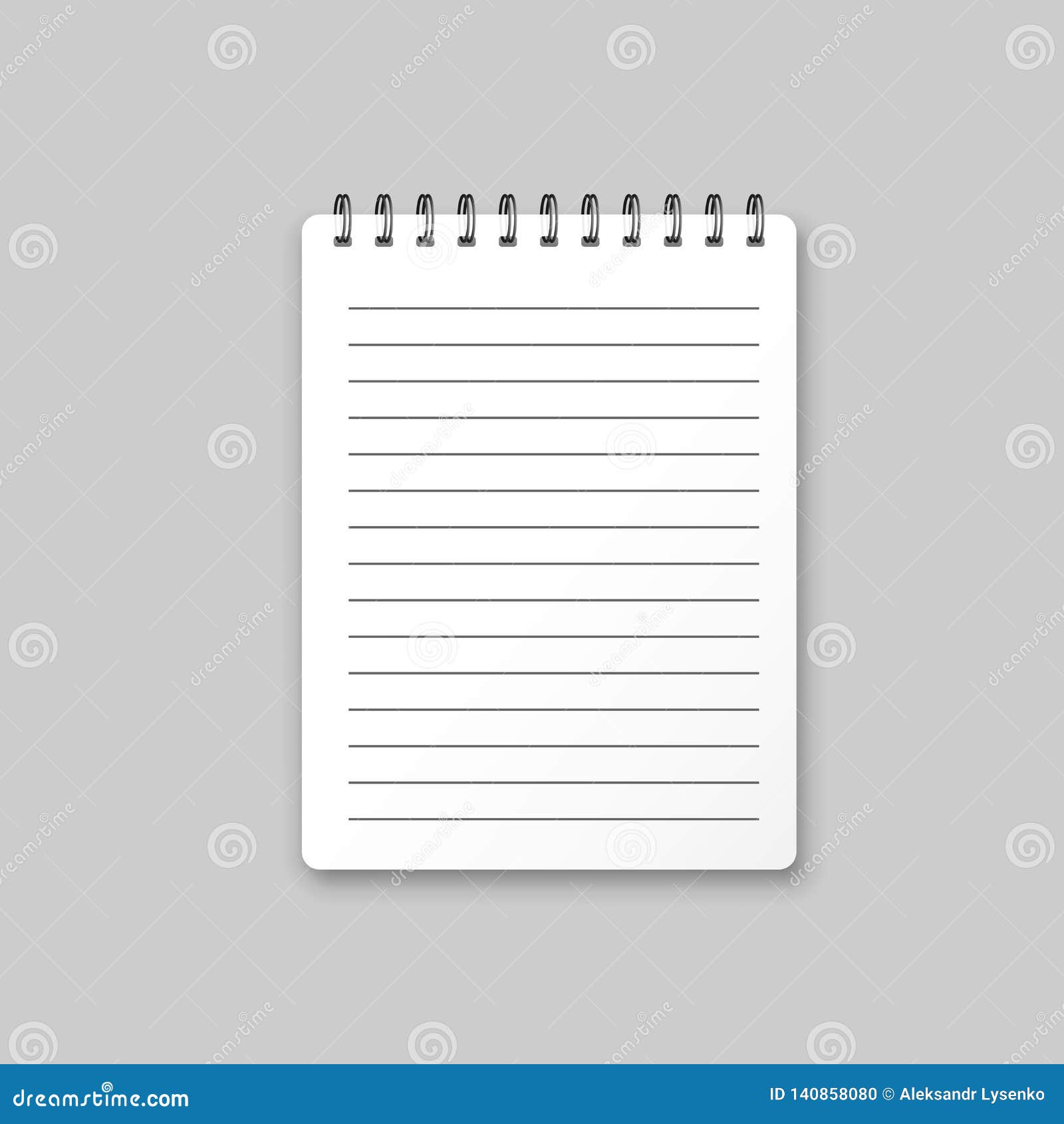 Blank Mock Up Notepad Icon in Flat Style. Notebook with Lined Vector ...